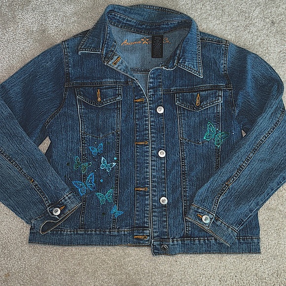 Arizona Jean Company | Jackets & Coats | Butterfly Embroidered Jean ...